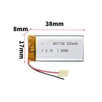 China 801738 Lithium Polymer Battery 3.7V 500mAh Soft Pack Lithium Battery for Bluetooth Earphones and Smart Wearable Devices for sale