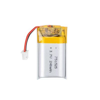 China 751525 3.7V 240mAh Polymer Lithium Battery for Outdoor Lights Microphones and Dash Cams for sale