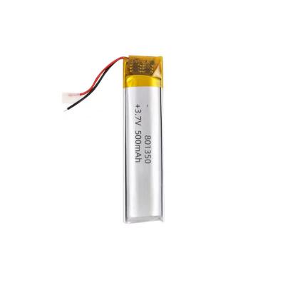China 801350 3.7V 500mAh Li-Polymer Battery for Bluetooth Earphones Thermometers and Remote Controls for sale
