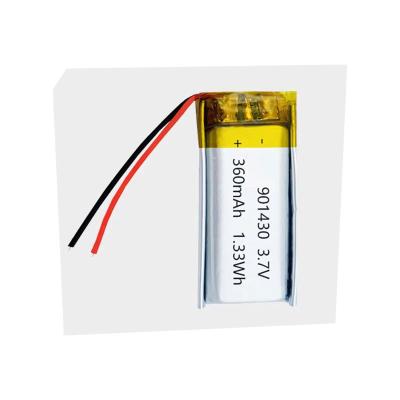China 3.7V Li-Polymer Battery 901430 360mAh Rechargeable Soft Pack Battery for Disinfection Lamp and Mite Remover for sale