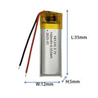 China 501235 3.7V 150mAh Lithium Polymer Battery Small Rechargeable Battery for Smart Glasses Headset for sale
