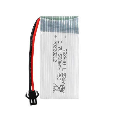 China 3.7V 500mAh 25C High Rate LiPo Battery 752540 for RC Drone Aircraft Model for sale