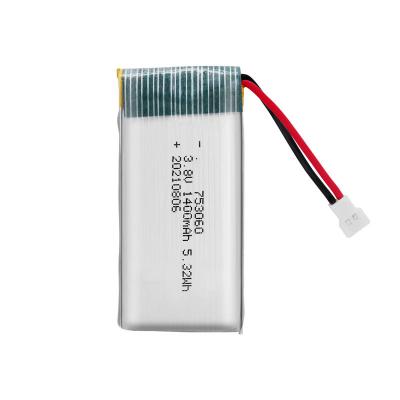 China 753060 1400mAh 3.8V 30C High Rate LiPo Battery for Power Tools Medical Devices and RC Aircraft Model for sale