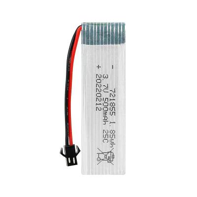 China 721855 Lithium Polymer Battery  3.7V 500mAh  25C High Rate Discharge  for RC Aircraft and Model Drone for sale