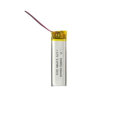 China 450833 3.7V 100mAh Lithium Polymer Battery Rechargeable Pouch Li-ion Cell for Mini RC Aircraft and Beauty Devices for sale