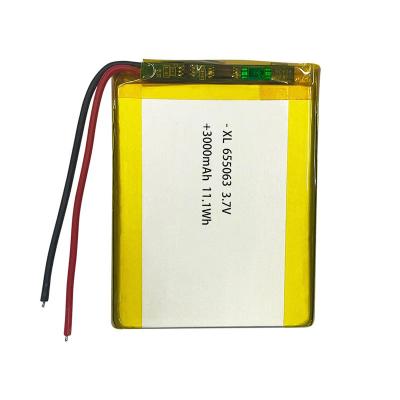 China 655063 Lithium Polymer Battery 3.7V 3000mAh Rechargeable Soft Pack Battery for Handheld Device for sale