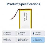 China 656090 Li-Polymer Battery 3.7V 5000mAh Rechargeable Soft Pack Lithium Battery for Power Bank for sale