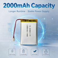 China 3.7V 2000mAh 654060 Soft Pack Li-po Battery 7.4Wh  Lithium Cell for Smart Home Mini Instrument Tracker for sale