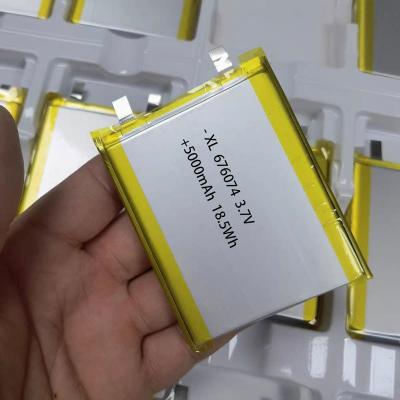 China High Capacity 676074 3.7V 5000mAh Li-Polymer Battery Stable Voltage for Electronic Equipment for sale