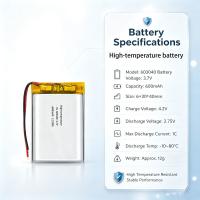 China Wholesale 603040 Li-Po Battery 3.7V 600mAh High Temperature Resistance Soft Pack Lithium Polymer Battery for sale