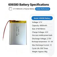 China Model 606580 3.7V 4000mAh Li-Polymer Battery for Outdoor Camping Lights Power Bank and Bluetooth Speakers for sale