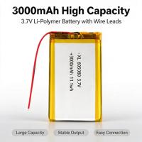 China 3.7V 3000mAh 605080 Rechargeable Soft Pack Li-po Battery Safe Stable Discharge for Portable Instrument Smart Home Devices for sale