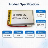 China 3.7V 1500mAh 603759 Rechargeable Soft Pack Li-po Battery  for Tracking Device Smart Home Mini Instrument for sale