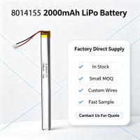 China Long Size Ultra Thin 8014155 Lithium Polymer Battery 3.7V 2000mAh Suitable for LED Lights and Household Appliances for sale