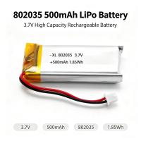 China 802035  3.7V 500mAh Lipo Battery Soft Pack Polymer Battery for Portable Electronic Devices for sale