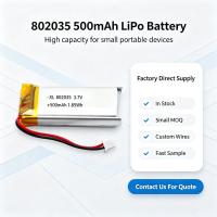 China 802035  3.7V 500mAh Lipo Battery Soft Pack Polymer Battery for Portable Electronic Devices for sale