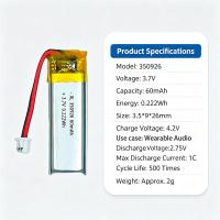 China Ultra-thin 350926 Lithium Polymer Battery 3.7V 60mAh Multi-size  Multi-spec Li-po Cells for All Kinds of Electronic Products for sale