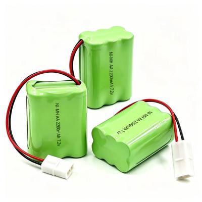 China 1.2v NI-MH AA Battery Cell 2000mah 2200mah 2400mah 2600mah 6S1P 7.2v Battery Pack with JST Connector for sale