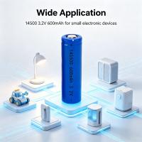 China Cylindrical 14500 LiFePO4 Cell 3.2V 600mAh Rechargeable Lithium Iron Phosphate Cell for Flashlight Toy Home Appliance for sale
