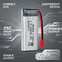 China 801844 3.7v-4.2v 25C High Discharge Rechargeable Li-Polymer Battery 520mAh 300 Cycles 13.5g LiCoO2 Cathode for UAV Drone for sale