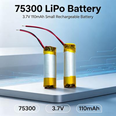 China 75300  3.7V 110mAh 70240 75mAh  70350 130mAh Cylindrical Rechargeable Li-po Cell for Small Electronic Devices for sale