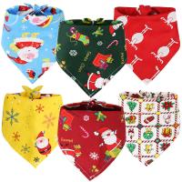 China Dog Christmas Cotton Printed Pet Scarf Dress Up Triangle Saliva Towel Cat Bib Decoration for sale