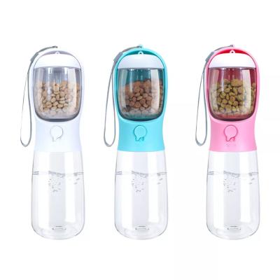 China Custom Logo Plastic Travel Pet Feeders Container Food And Water 2 In 1 Portable Pet Bottle for sale