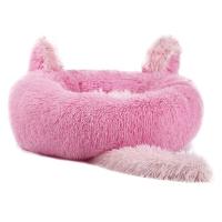 China Manufacture Colorful Cute Rabbit Ears Warm Winter Round Pet Dog Cat Bed Sofa For Pets for sale