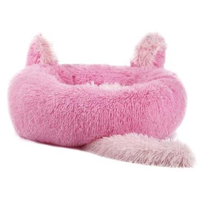 China Manufacture Colorful Cute Rabbit Ears Warm Winter Round Pet Dog Cat Bed Sofa For Pets for sale