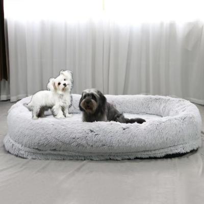 China Wholesale High Quality 160cm Human Washable Non-Slip Long Plush Giant Fluffy Pet Bed For Cats And Dogs for sale