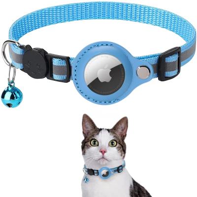 China Nice Quality Adjustable Pet Collar Locator Accesstory  Cat Collar With Reflective Stripe For Apple Airtag for sale