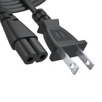 China Black Copper Power Supply Cable 220V 18AWG 2 Prong AC Cable Customize Length for sale