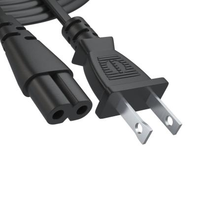 China Black Copper Power Supply Cable 220V 18AWG 2 Prong AC Cable Customize Length for sale