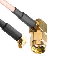 China ROHS RG316 Coaxial Cable RA SMA Plug Right Angle Plug To MMCX Plug Right Angle Plug for sale