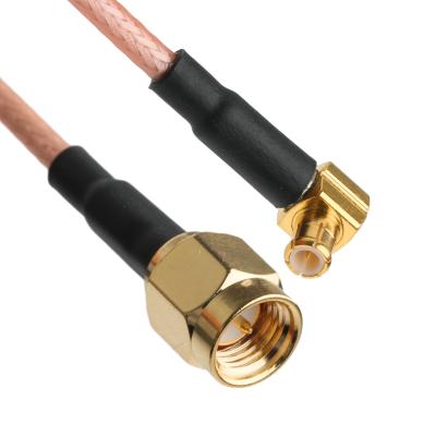 China Custom RG316 Coaxial Cable RA MCX Plug Right Angle Plug To SMA Male Straight OEM/ODM for sale