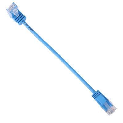 China High Speed Gigabit Utp Ethernet Cable Molded Slim Blue Vertical 90 Degree Interface for sale