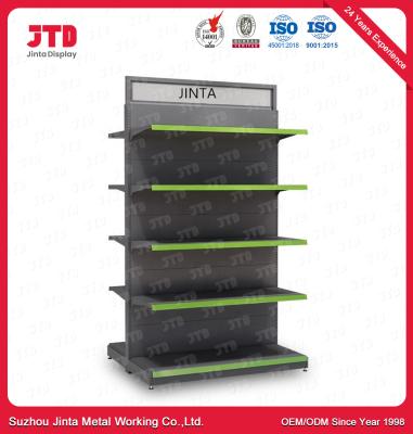 China Flat Panel Supermarket Display Shelving Q235 Metal Milk White for sale