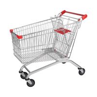 China Foldable Shopping Cart Trolley Metal Steel Hand Trolley Cart With Four Wheels for sale