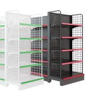 China Double Sided Wire Mesh Gondola Display Rack Shelf Grocery Supermarket Shelves for sale