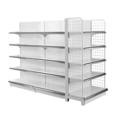 China Supermarket Gondola Wire Display Shelving Metal Retail Store Steel Shelf Wire Mesh Back Panel for sale