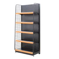 China Rectangular  Customized Wall Shelf For Grocery Store Mesh Shop Gondola Shelving for sale