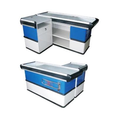 China Custom Stainless Steel Checkout Counter With Conveyer Belt Durability Customizable for sale