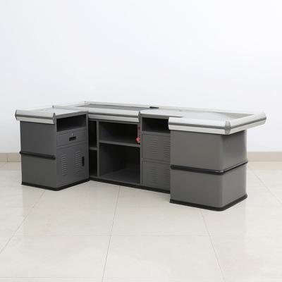China Efficient High Durability Supermarket Checkout Counter With Customizable Length Table Material for sale