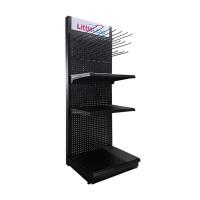 China Metal Tool Display Rack For Grocery Store With Perforated Back Panel And Powder Coated Finish Loading Capacity 50-100kgs for sale