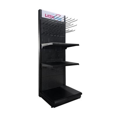 China Metal Tool Display Rack For Grocery Store With Perforated Back Panel And Powder Coated Finish Loading Capacity 50-100kgs for sale