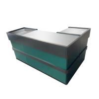 China Modular Design Supermarket Checkout Counter with Ergonomic Height and Scratch Resistant Stainless Steel Top for sale