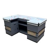 China IPX5 Waterproof Food Grade 304 Stainless Steel Supermarket Checkout Counter with Aluminum Alloy Edge for sale
