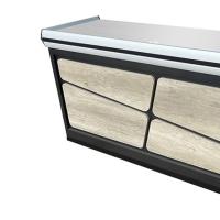 China Stainless Steel Supermarket Checkout Counter with Partition Layout and Equipment Linkage for Anti-Corrosion and Efficient Settlement for sale