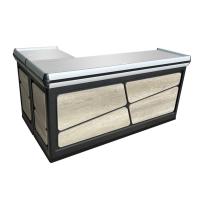 China Stainless Steel Supermarket Checkout Counter with Partition Layout and Equipment Linkage for Anti-Corrosion and Efficient Settlement for sale