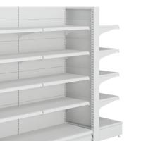 China Heavy Duty Cold Rolled Steel Supermarket Display Shelf with Adjustable Shelf Height and 140kg/layer Load Capacity for sale